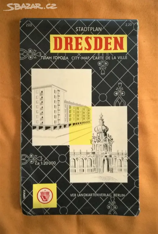 Stará mapa Dráždˇan 1968, Stadtplan Dresden, DDR - Praha 6 - Bazar ...