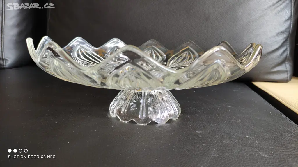 Tác, podnos, mísa velká staré sklo váha 1652 gramů - Ústí nad Labem ...