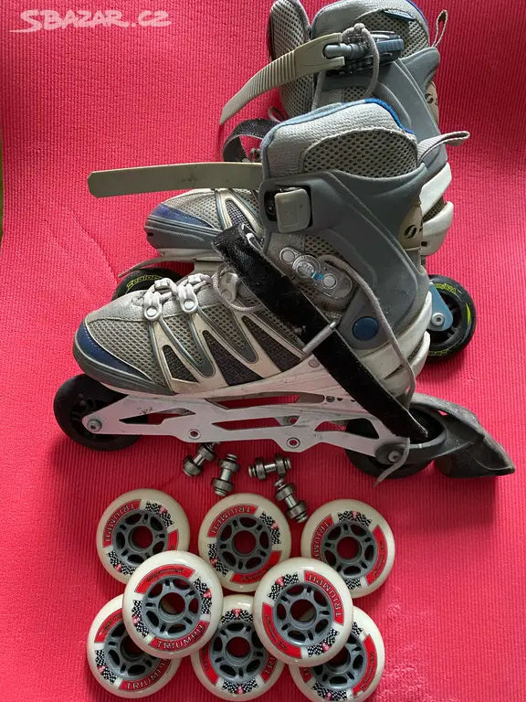 Kolečkové brusle vel. 40 + náhradní kolečka 8ks - Praha - Bazar - Sbazar.cz