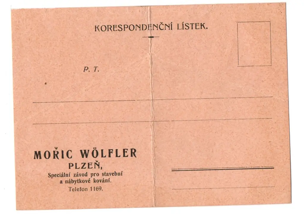Účtenka předválečná- Mořic Wolfler stavební kování - Plzeň - Bazar ...