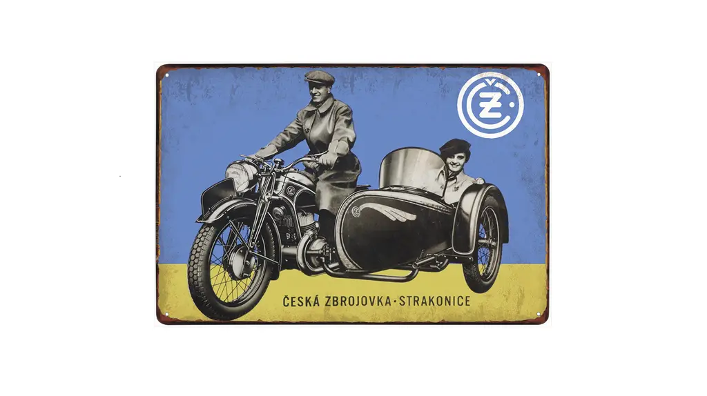 cedule plechová - Čezeta: Česká zbrojovka- sidecar - Studénka - Bazar - Sbazar.cz