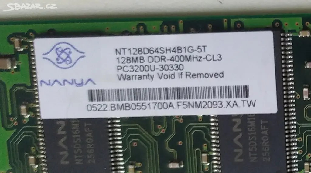 Nanya memory , 128 MG DDR - Brno - Bazar - Sbazar.cz