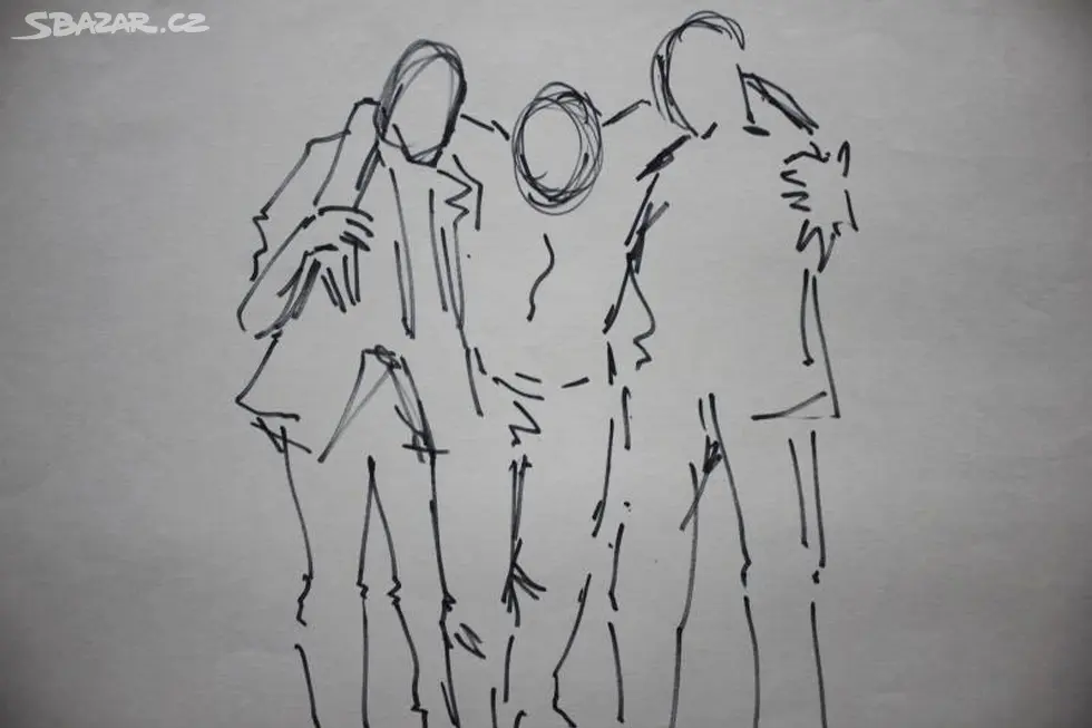 Kresba-3 postavy, - Lovosice - Bazar - Sbazar.cz