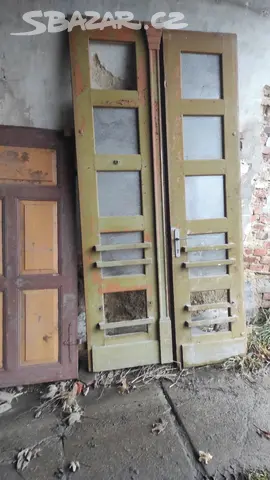 Staré dřevěné dveře, dvoukřídlé dveře - Havlíčkův Brod - Bazar - Sbazar.cz