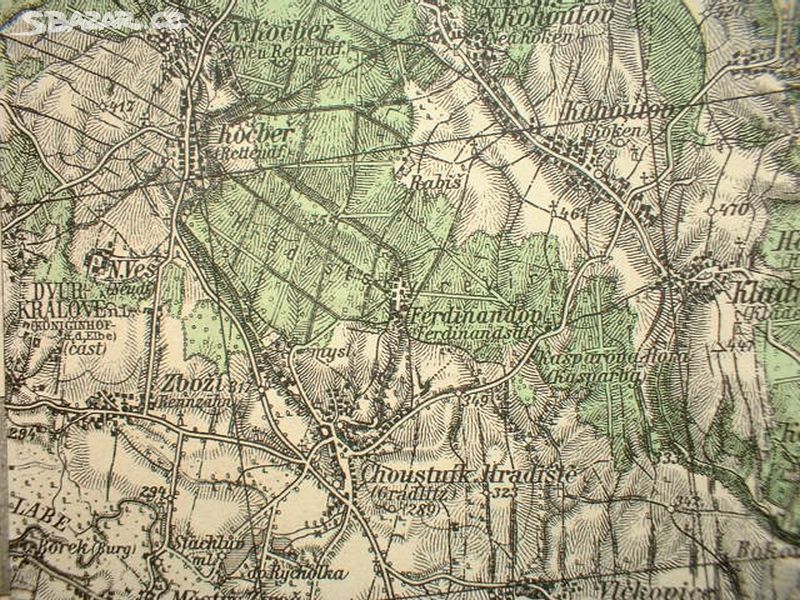 Stará mapa Východních Čech Náchod Josefov Ž. Bída - Praha - Sbazar.cz