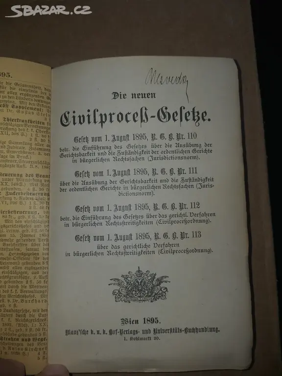CIVILNÍ ŘÁD SOUDNÍ 1895 /RU/ - Praha - Bazar - Sbazar.cz