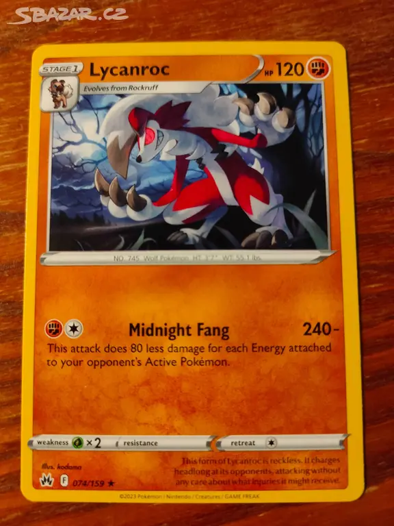 Pokémon - Lycanroc (RARE KARTA) - Praha - Bazar - Sbazar.cz