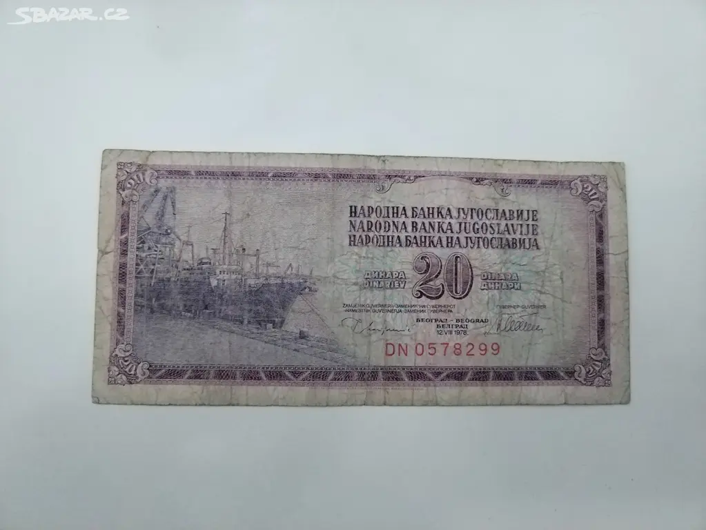 Bankovka Jugoslávie - 20 Dinara 1978 - Chorvatsko - Sobotka - Bazar - Sbazar.cz