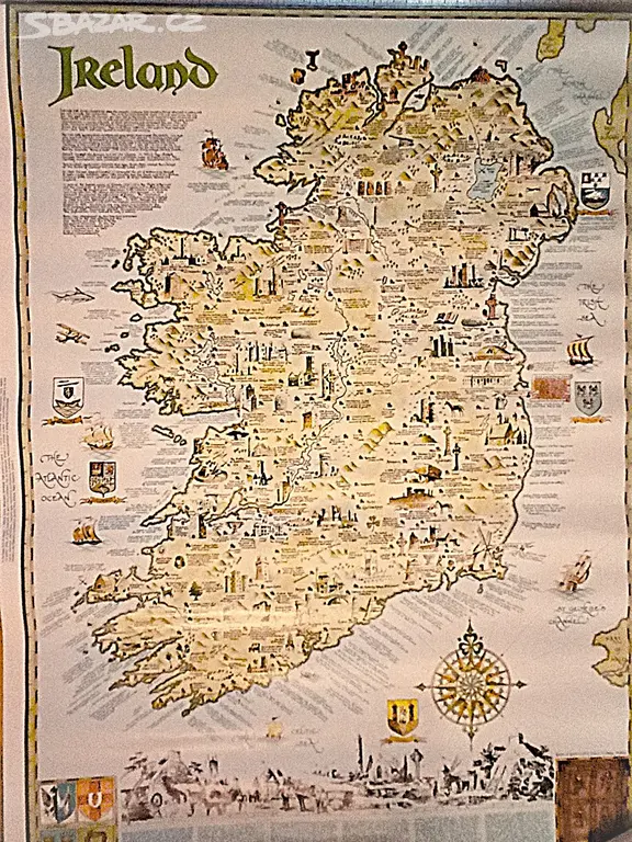 Obrázková mapa Irska, historický mapový plakát - Praha 22 - Bazar ...