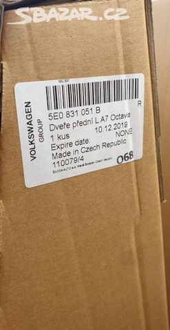 5E0831051B Levé přední dveře Škoda Octavia 3 nové - Praha, Dolní Měcholupy - Bazar - Sbazar.cz