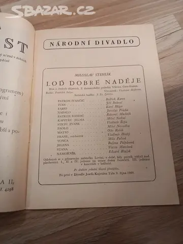 Starý divadelní program Národní divadlo - Praha 3 - Bazar - Sbazar.cz