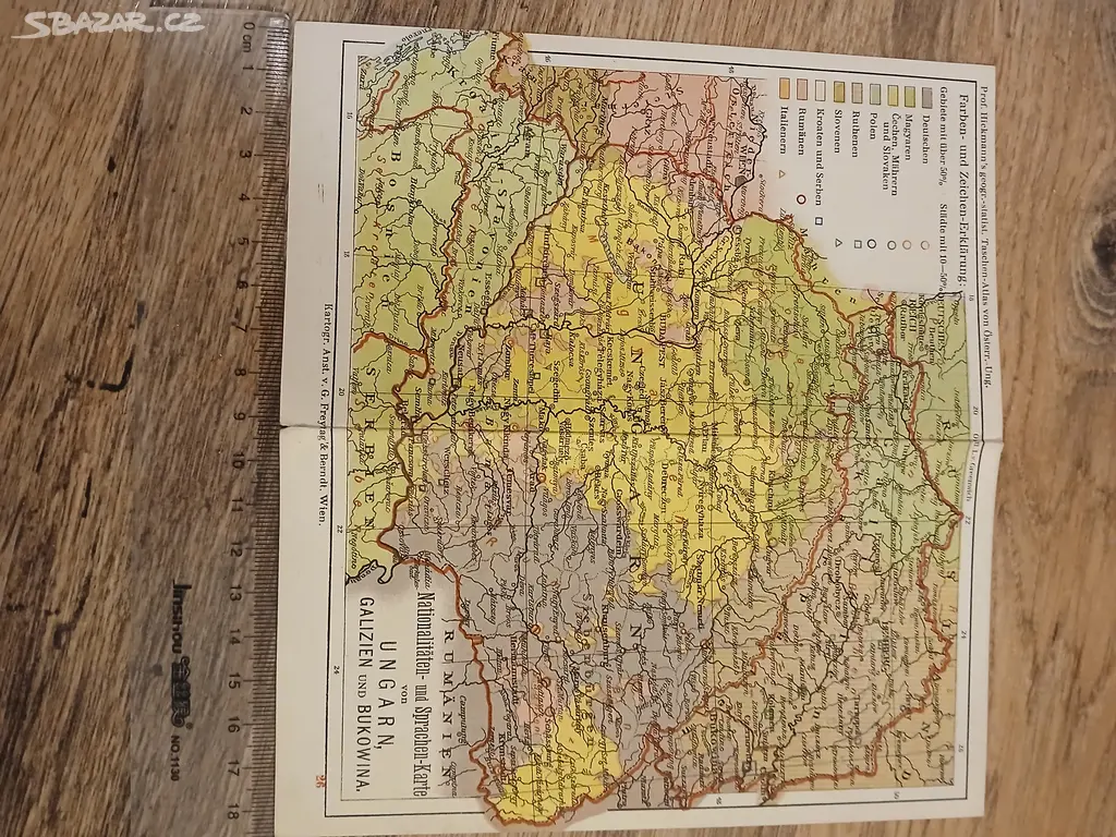 Mapa národnosti Uhry a Halic, Rakousko Uhersko - Dobruška - Bazar ...