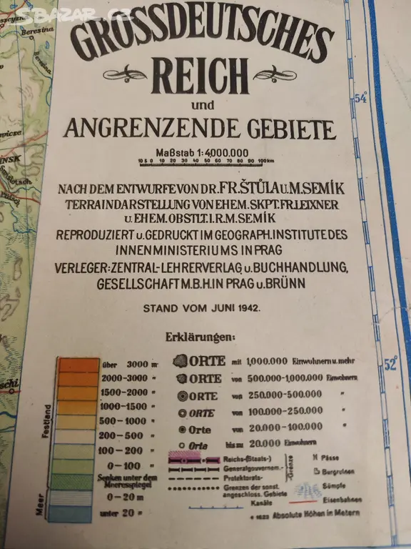 Protektorát - Mapa Velkoněmecké říše / školní - Bystrovany - Bazar ...