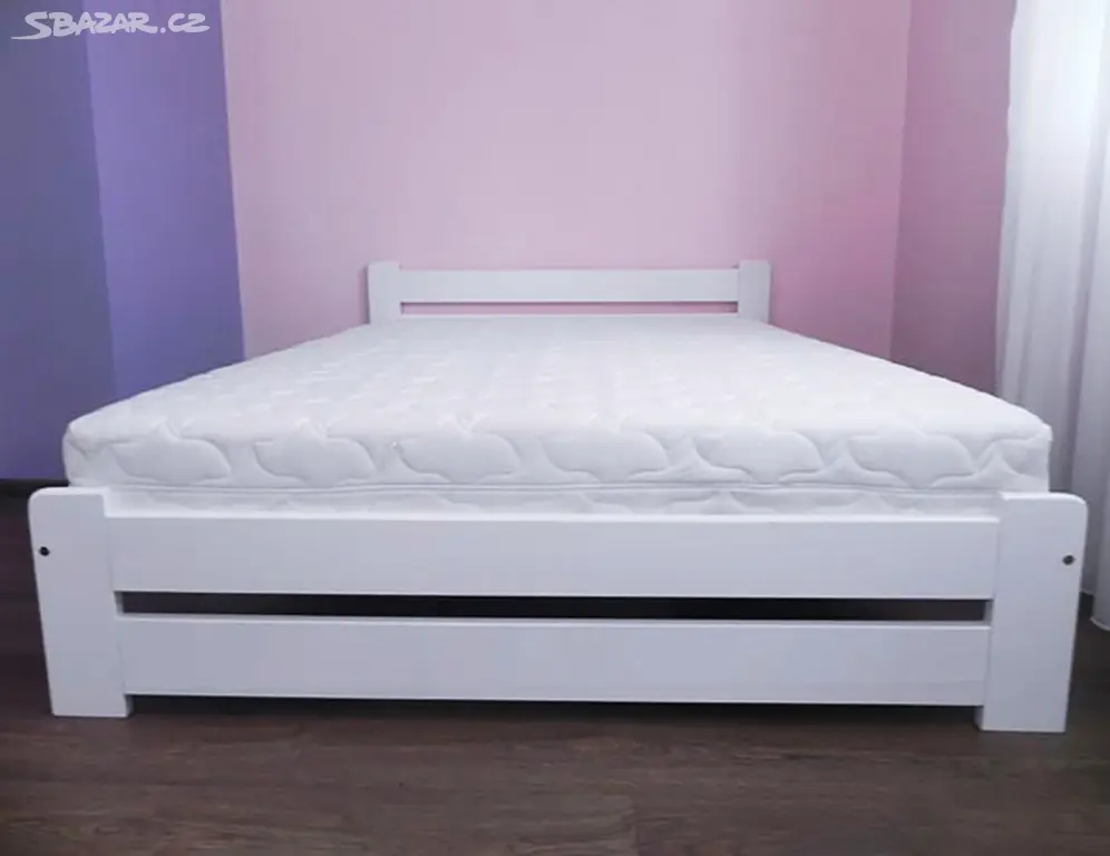 Nová postel MASIV bílá 140x200 cm + ROŠT - Rokycany - Bazar - Sbazar.cz