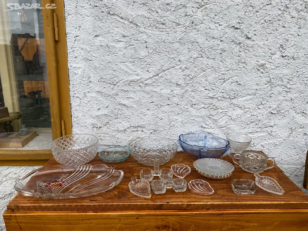 Stare lite sklo, misa, tac, solnicky, dozy - Kutná Hora - Bazar - Sbazar.cz