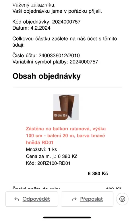 Zástěna ratanová, výška 100 cm - 20 m - Uherské Hradiště - Bazar - Sbazar.cz