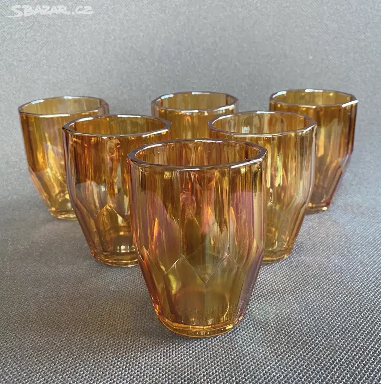 6x univerzální sklenice 200ml, irisované sklo - Praha, Stodůlky - Bazar ...