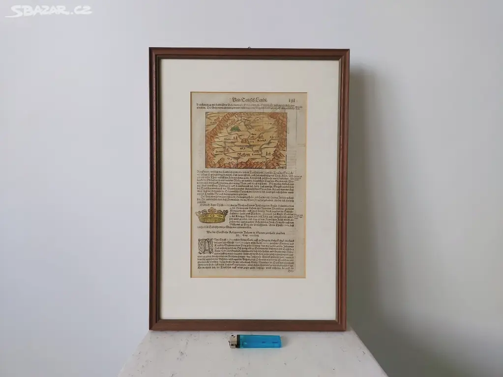 NEJSTARŠÍ MAPA ČECH - originál z prastaré knihy !! - Hrochův Týnec ...