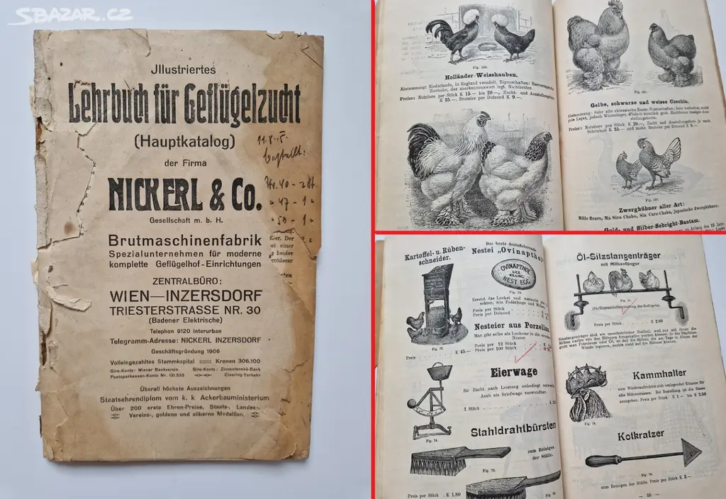 Starý katalog ceník Nickerl Wien RU drůbežnictví - Praha - Bazar - Sbazar.cz