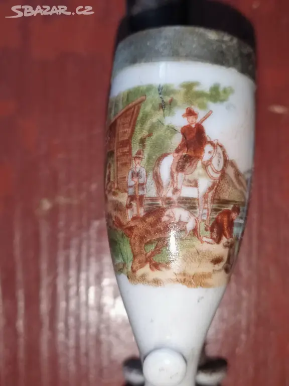stará porcelánová dýmka / fajfka LOVECKÝ MOTIV - Dvůr Králové nad Labem ...