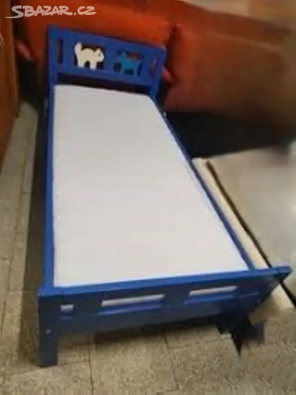 Modrá postel pro děti IKEA KRITTER + matrace - Praha - Bazar - Sbazar.cz