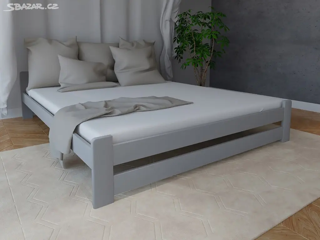 Nová postel MASIV šedá 140x200 cm + ROŠT - Plzeň - Bazar - Sbazar.cz