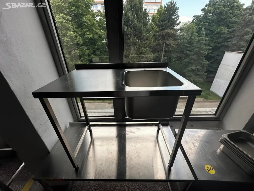 Nerezový stůl s dřezem vpravo 100x60x85cm - Praha, Horní Měcholupy - Bazar - Sbazar.cz