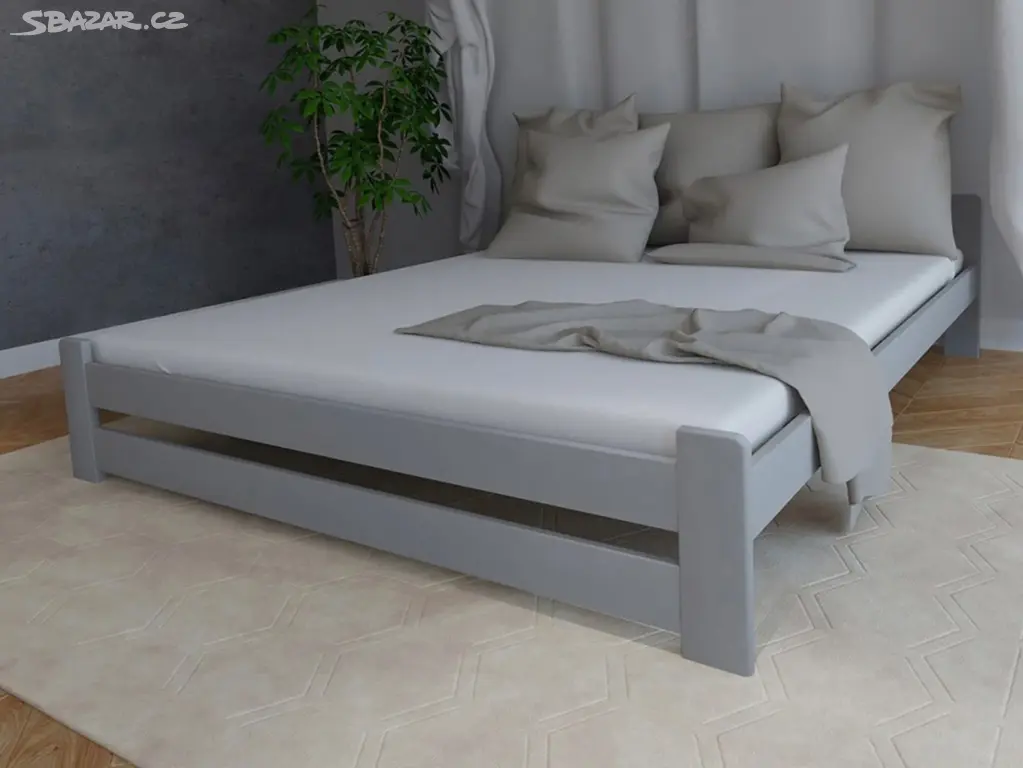 Nová postel MASIV šedá 140x200 cm + ROŠT - Praha - Bazar - Sbazar.cz