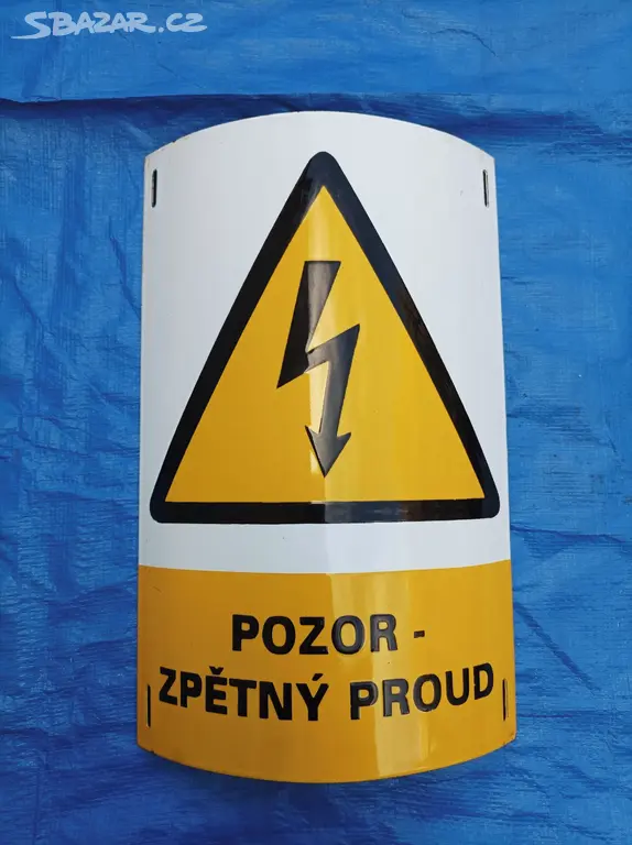 Smaltovaná cedule na sloup "Pozor - zpětný proud" - Tišnov - Bazar ...