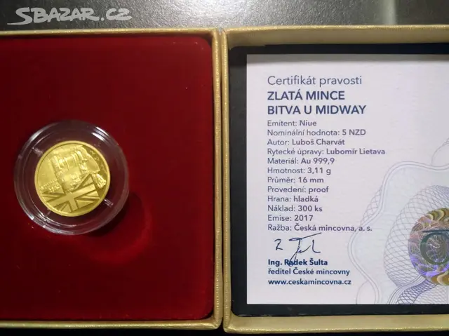 Zlatá mince Bitva o Midway 2017, proof, 5 NZD, Au - Staré Město - Bazar ...