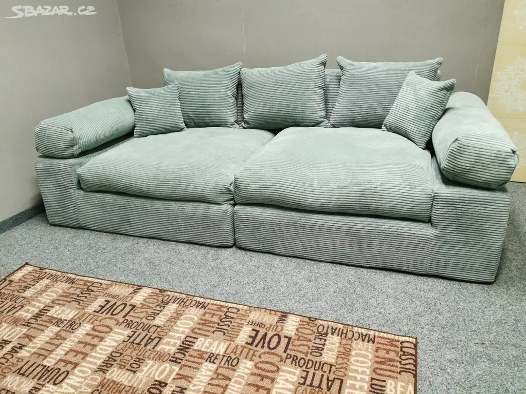 Nový válecí gauč LIONORE mentol manšestr - Teplice - Bazar - Sbazar.cz