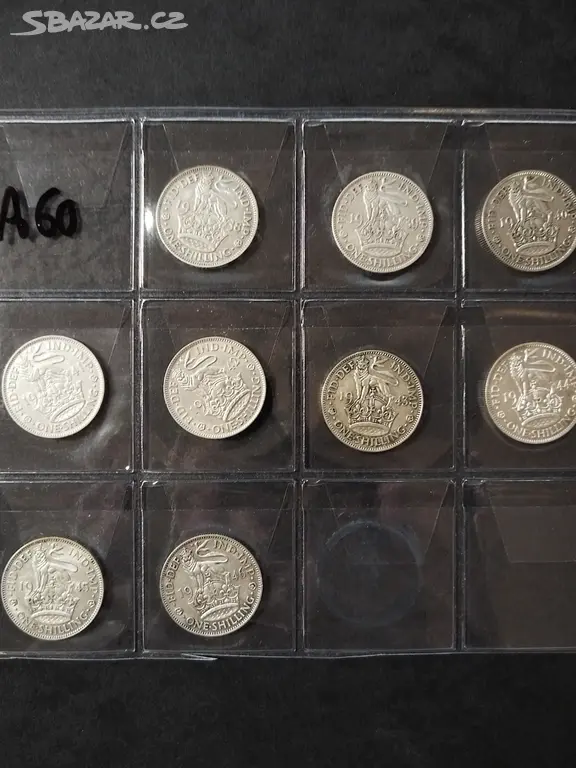 9ks stříbrné mince 1 shilling, VB, George VI. - Ostrava-město - Bazar ...