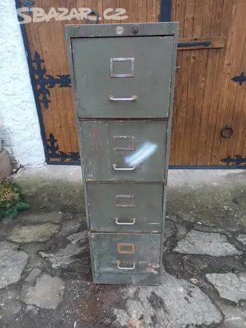 Stary vojensky zasuvkovy regal, poradac KOVONA - Kutná Hora - Bazar ...