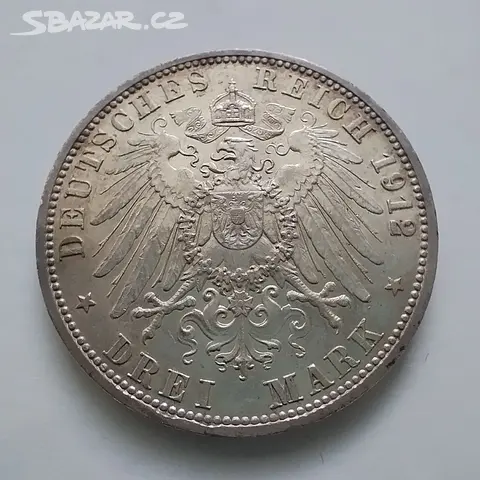 3 Marka 1912 A Vilhelm II. - Frýdek-Místek - Bazar - Sbazar.cz