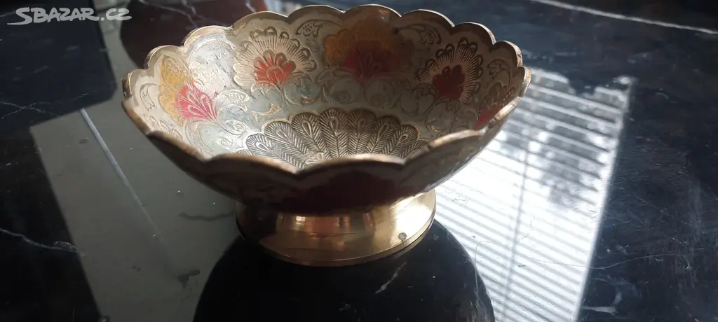 retro mosazná miska se smaltem - Plískov - Bazar - Sbazar.cz
