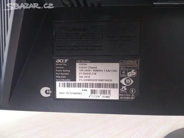 Monitor Acer V203h - Praha 9 - Bazar - Sbazar.cz