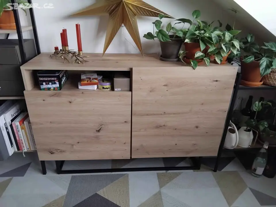 Obývací komoda dekor dub Sonoma 120x80x35 cm - Brno - Bazar - Sbazar.cz