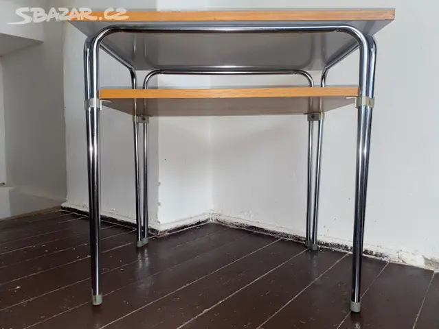 Retro chromovaný trubkový stolek 70.léta - Slaný - Bazar - Sbazar.cz
