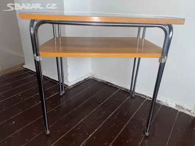 Retro chromovaný trubkový stolek 70.léta - Slaný - Bazar - Sbazar.cz
