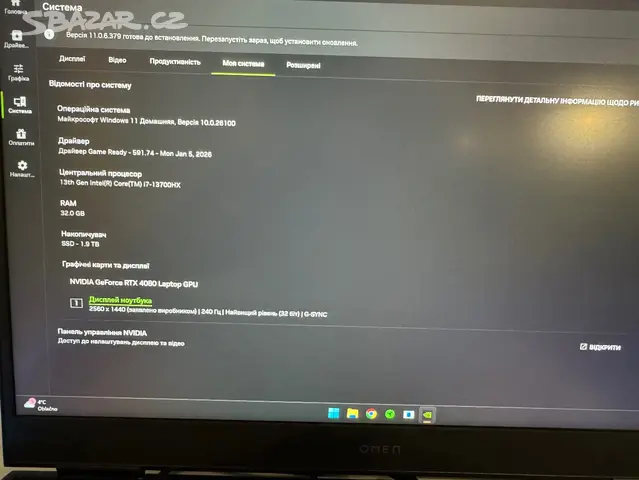 HP OMEN 17 | i7-13700HX | RTX 4080 | 32GB | 2TB - Praha - Bazar - Sbazar.cz