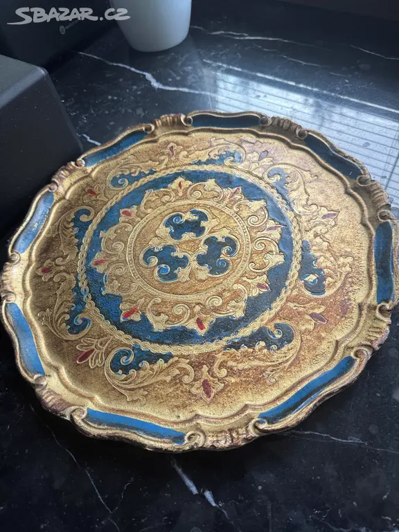 Originální florentský tác dřevo a zlato, Made in - Plískov - Bazar ...