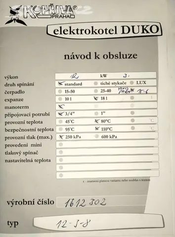 Elektrokotel DUKO značky Kopřiva 12 kW - zánovní - Praha, Kyje - Bazar ...