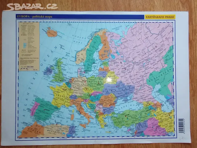 Mapa ČR a mapa Evropy, formát A3 - Šumperk - Bazar - Sbazar.cz