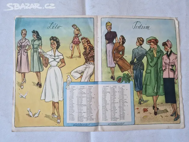 Starý reklamní modní kalendář Milena 1948 móda - Praha - Bazar - Sbazar.cz