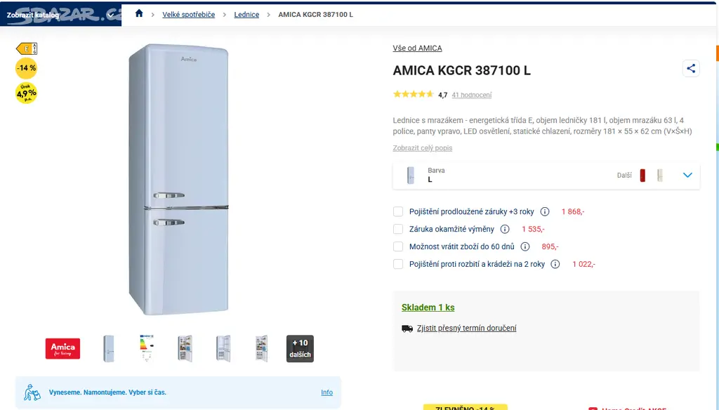 AMICA retro lednice s mrazákem - Praha 18 - Bazar - Sbazar.cz